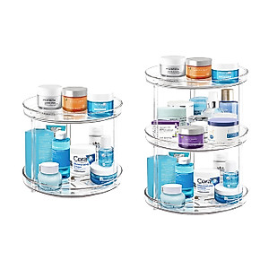 2 Tier and 3 Tier Lazy Susan Organizer 9.25Inch, Bathroom Organizer Make up Organizer and Storage