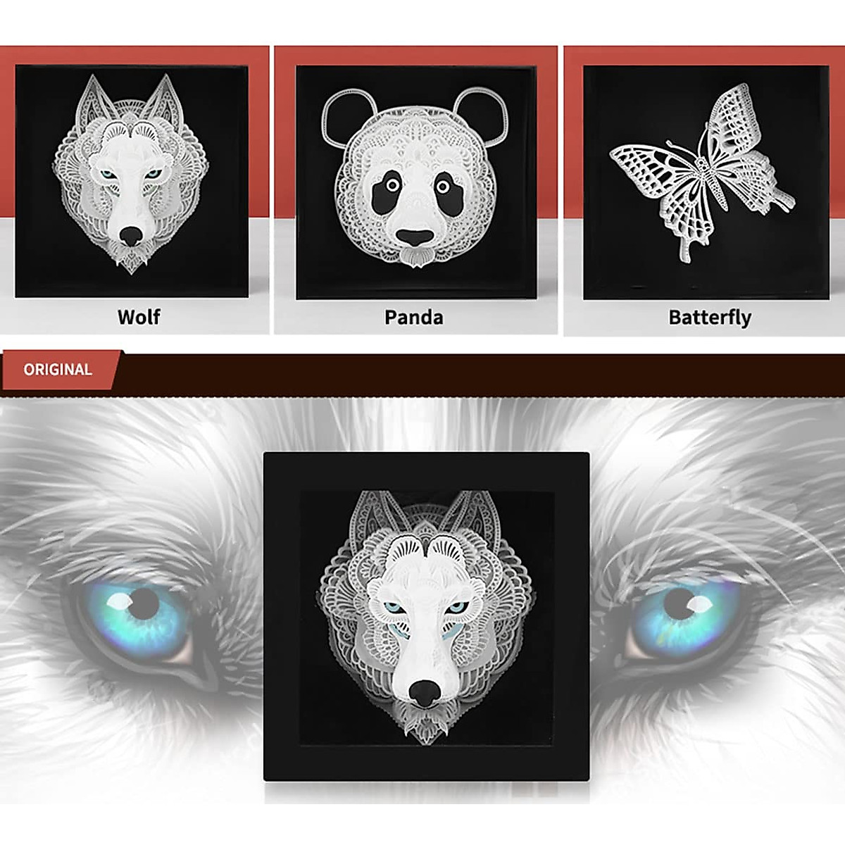 SIWEME 3D Puzzle for Adults&Kids, Funny Jigsaw Puzzle DIY Animal Paper Craft Kit 3D Paper Puzzle Wall Art Decor (Wolf)