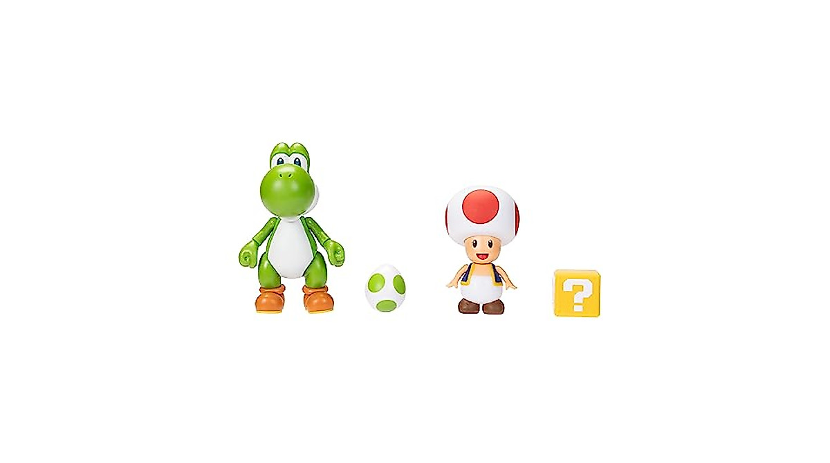 Super Mario 4-Inch Action Figure 2-Pack: Yoshi & Toad