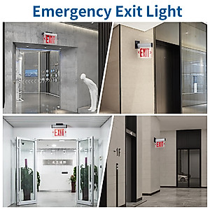 TANLUX Red Exit Signs for Business, LED Edge Lit Exit Sign, UL 924, Hardwired Emergency Exit Lights with Battery Backup, Aluminum Housing with Rotating Acrylic Clear Panel, AC 120/277V, 1 Pack