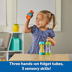 Learning Resources Sensory Trio Fidget Tubes - Creativity For Kids, Bottles For Toddler, Kids Travel Essentials Toys, Fine Motor Skills Gifts, Calm Down Corner Supplies, Bin Activities