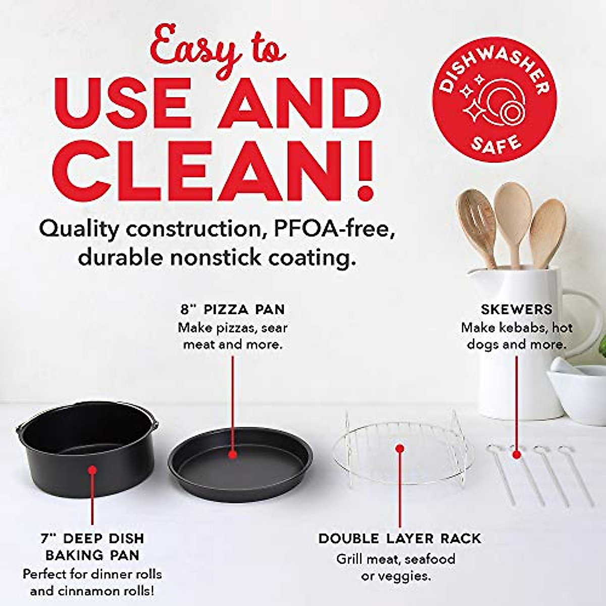 DASH DFAF450UP1 Air Fryer, Deluxe, Accessory Bundle