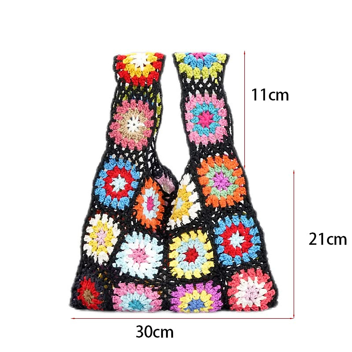 Bohemian Crochet Flower Plaid Women Handbag Handmade Woven Small Tote Casual Summer Beach Bag Braid Bali Purse EN8