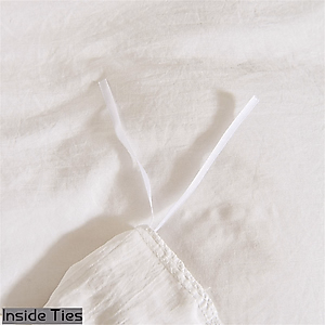 ABREEZE Ruffle Duvet Cover Queen Soft Washed Microfiber Vintage French Country Duvet Cover Set White 3 Pieces Farmhouse Microfiber Bedding Comforter Cover Set, Soft and Lightweight