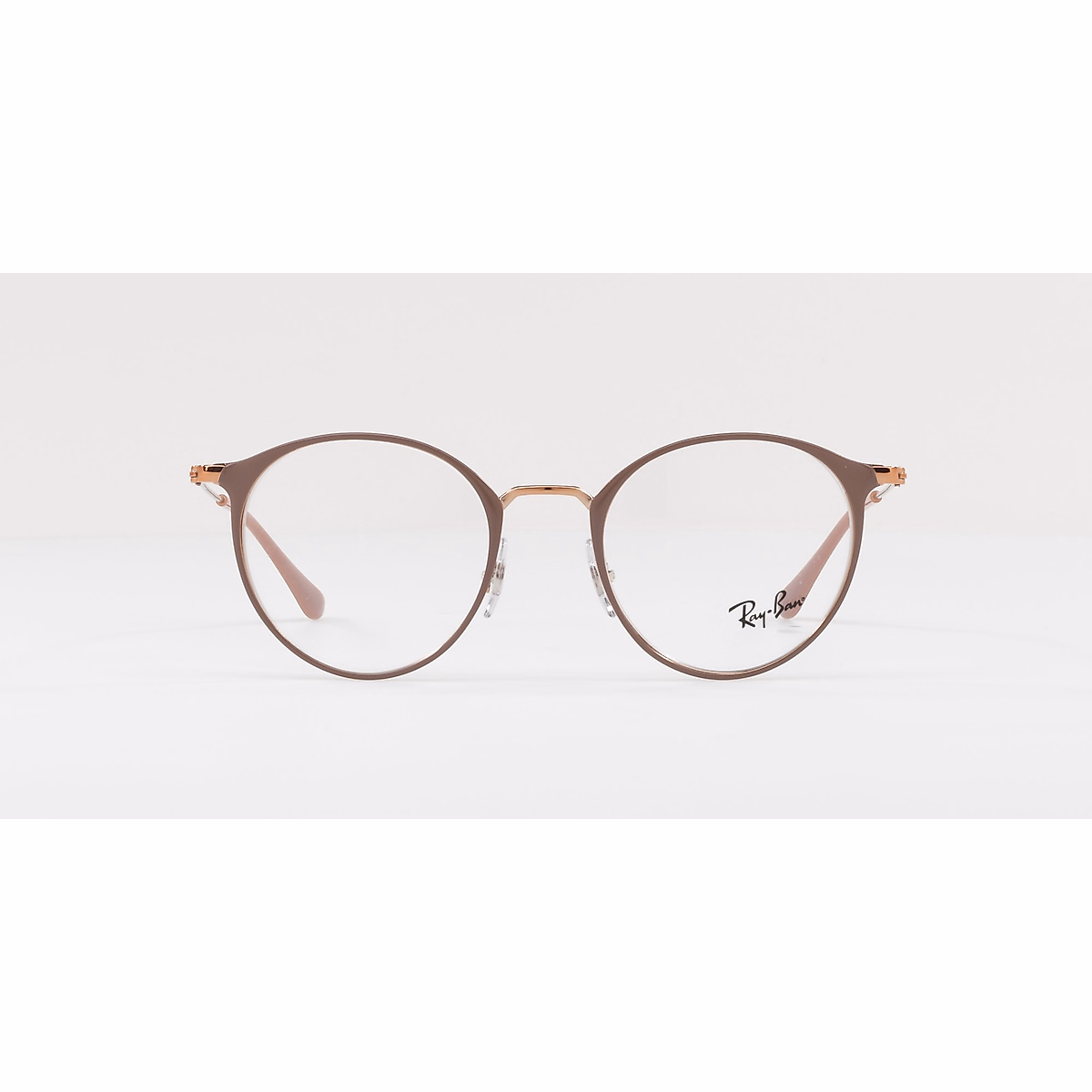 Ray-Ban RX6378 Round Prescription Eyeglass Frames, Light Brown On Copper/Demo Lens, 49 mm