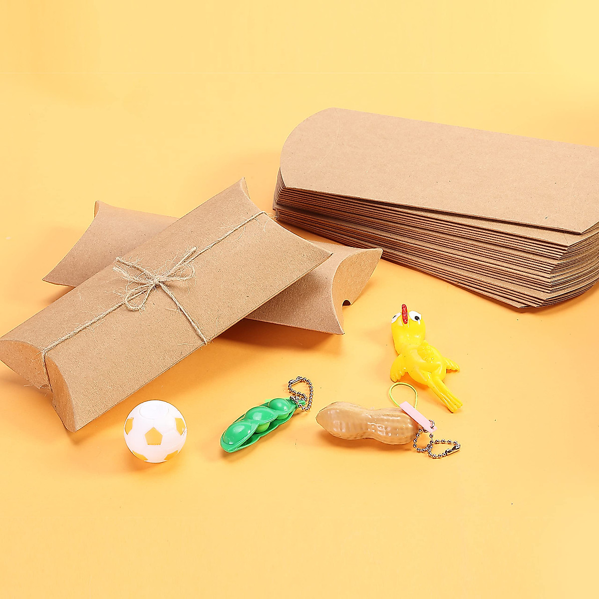 Mr. Pen- Kraft Pillow Boxes, 6.3x3.4x1.3 in, 25 Pack with Jute Twines, Kraft Gift Boxes, Paper Boxes for Gifts, Paper Pillow Candy Box, Pillow Boxes Craft, Favor Gift Boxes, Pillow Gift Boxes