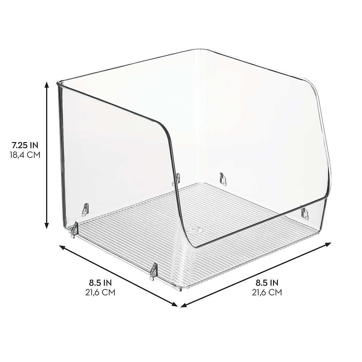 iDesign Linus Stacking Organizer Bins for Kitchen, Pantry, Office, Bathroom, Extra Large-Clear