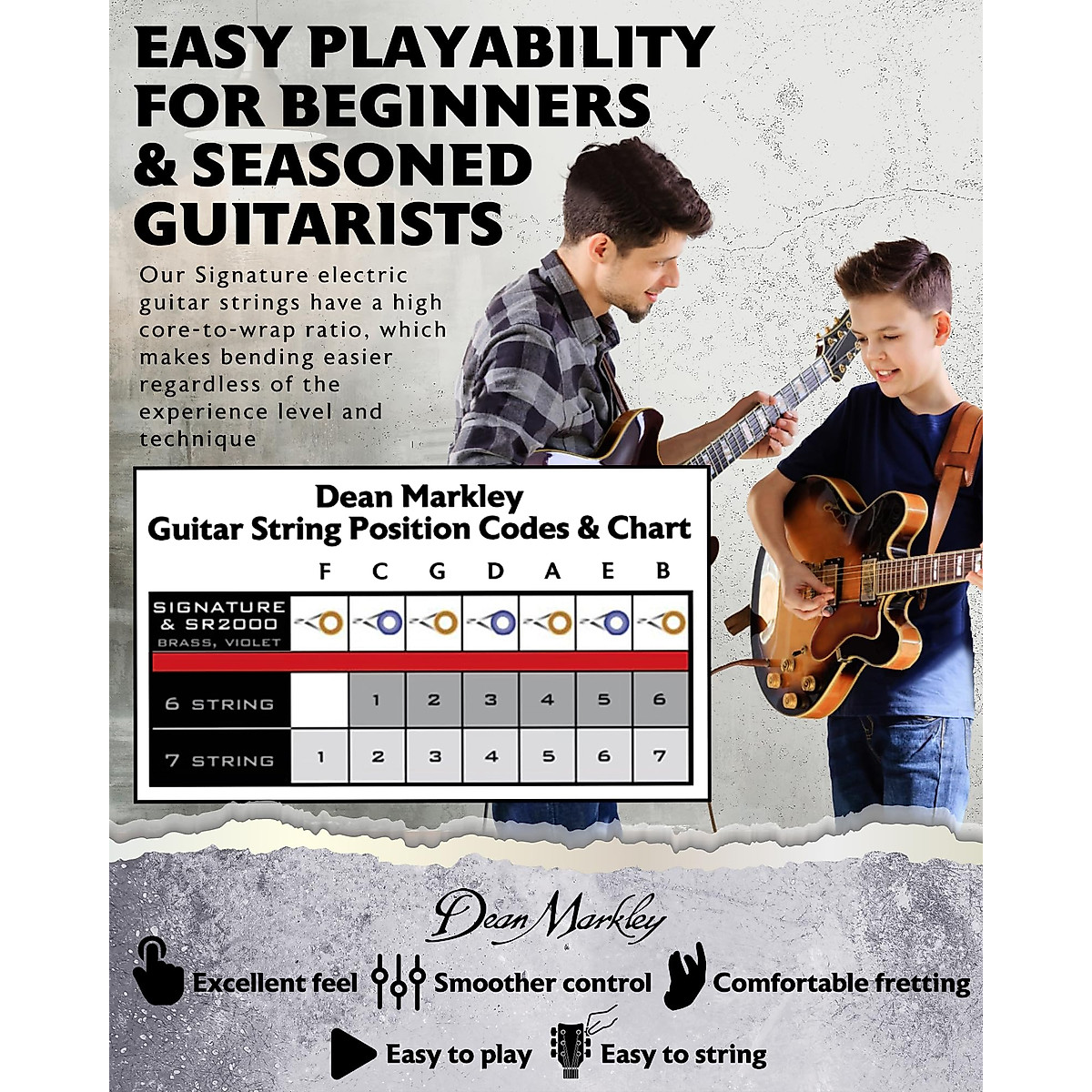 Dean Markley Electric Guitar Strings Nickel Steel Signature 6 String Set. Nickel Wound Guitar Strings Light Top/Heavy Bottom, Soft Electric Guitar Strings for a Superior Tone and Sustainability, 10-52, 2504 Light Top/Heavy Bottom Gauge