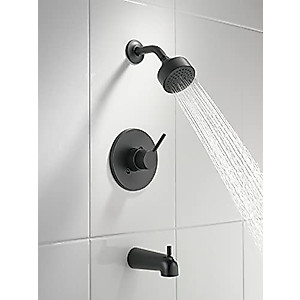 Delta Faucet Modern 14 Series Matte Black Shower Faucet, Tub and Shower Trim Kit with Single-Spray Touch-Clean Black Shower Head, Matte Black T14459-BL-PP (Valve Not Included)