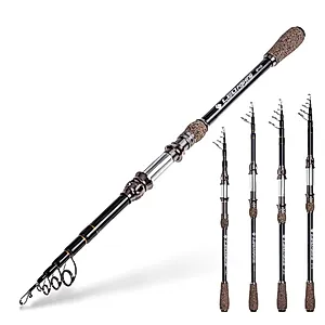 Telescopic Fishing Pole Portable Sea Fishing Rod Stylish Fishing Gear for Freshwater Saltwater Fishing Outdoor - 1.8m (Black)