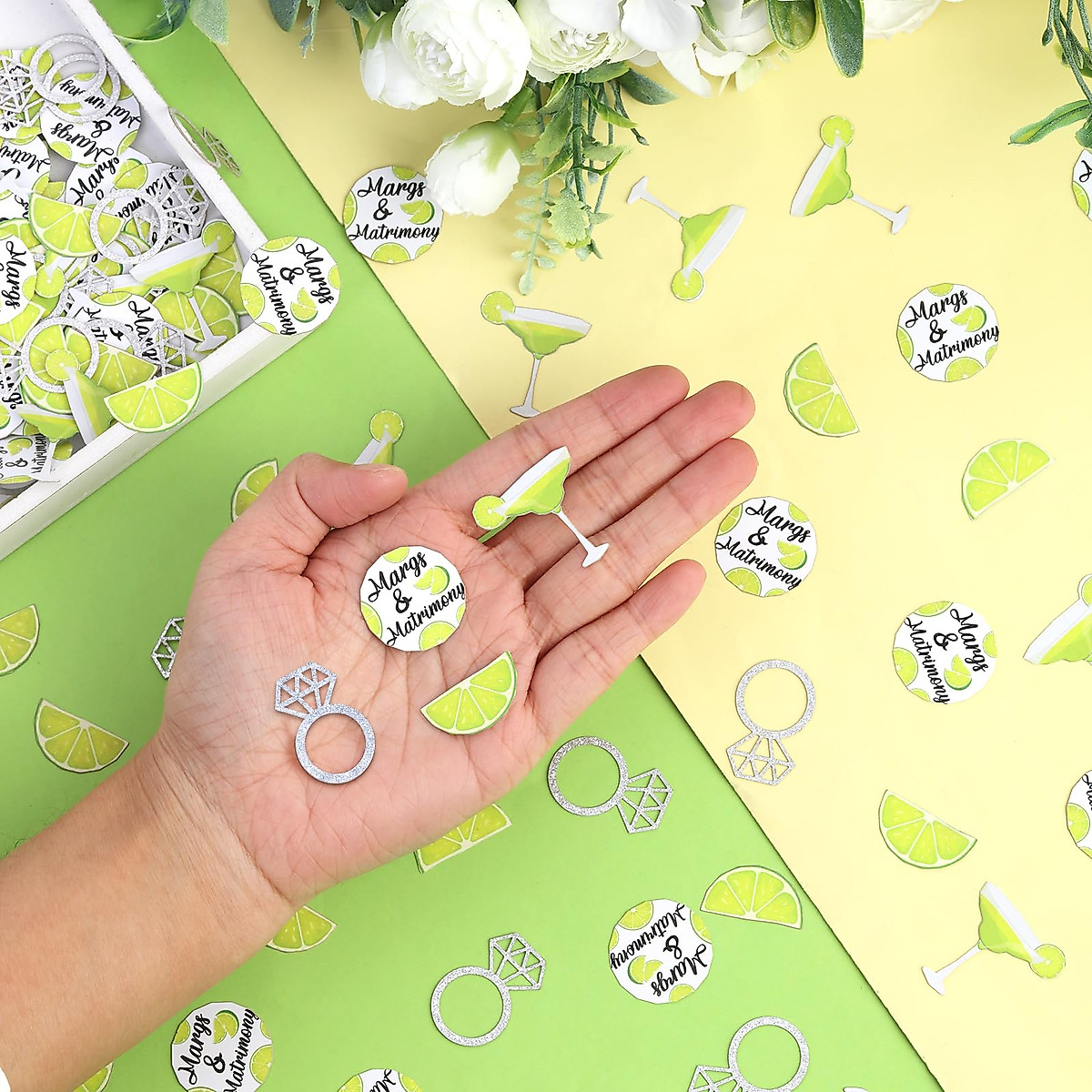 Wonmelody Margs and Matrimony Bachelorette Confetti Decor Margarita Table Confetti Decor Margarita Bachelorette Party Decor Mexican Bachelorette Party Favors for Mardi Gras Fiesta Bridal Shower