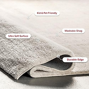 nuLOOM Loni Solid 8x10 Machine Washable Shag Area Rug for Living Room Bedroom Dining Room Nursery, White/Ivory