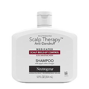Neutrogena Scalp Therapy Anti-Dandruff Shampoo for Scalp Build-up Control, 2.5% salicylic acid, with Apple Cider Vinegar Fragrance, 12 fl oz