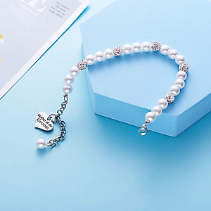 LParkin Mother of The Groom Gifts Pearl Bracelet Wedding Gift for Mom Mother in Law Jewelry