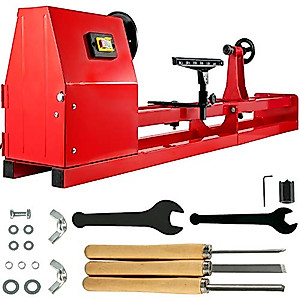 Mophorn Wood Lathe 14" x 40", Power Wood Turning Lathe 1/2HP 4 Speed 1100/1600/2300/3400RPM, Benchtop Wood Lathe with 3 Chisels Perfect for High Speed Sanding and Polishing of Finished Work