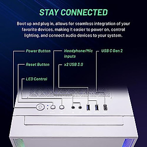 Skytech Gaming Shiva Gaming PC Desktop – AMD Ryzen 5 7600X 4.7 GHz, NVIDIA RTX 4060, 1TB NVME SSD, 32GB DDR5 RAM RGB, 600W Gold PSU, 11AC Wi-Fi, Windows 11 Home 64-bit,White