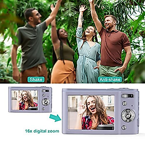 Andoer Portable Digital Camera 48MP 2.7K 2.88-inch IPS Screen 16X Zoom Auto Focus Self-Timer 128GB Extended Memory Face Detection Anti-Shaking with 2pcs Batteries Hand Strap Carry Pouch