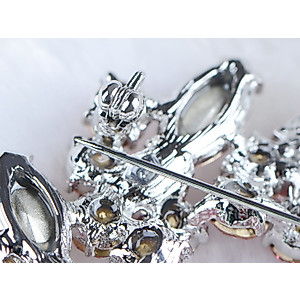 Alilang Womens Diamond Inspired Floral Wreath Holiday Christmas Old Fashion Brooch Pin, Pink