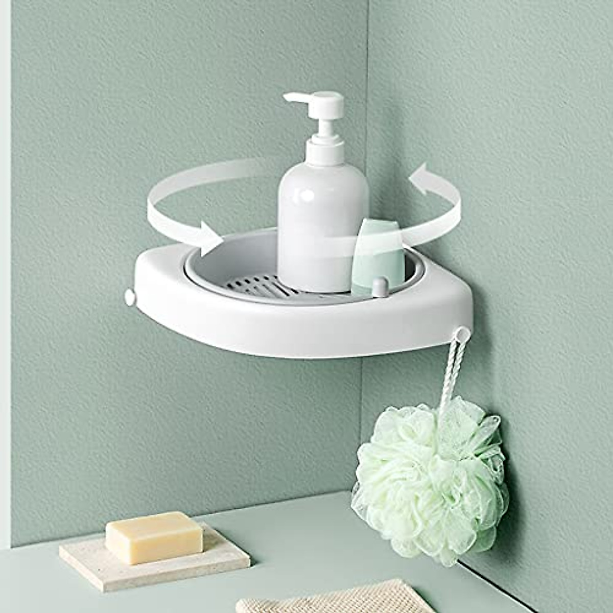 Bathroom Degree Rotating for Triangle Shelf Toilet Spinning Corner Organizer Holder Tray Storage Rack 360° Rotating Triangle Shelf