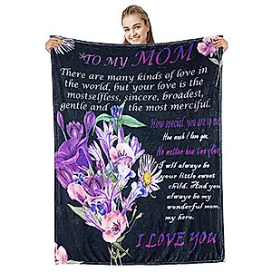 Zando Great Mothers Day Gifts for Mom,Birthday Gifts for Women,Grandma Gifts for Mom,Mothers Day Throw Blanket for Mom from Daughter Son Super Soft Sofa Bed Blanket To My Mom,Purple Flower 60"x80"