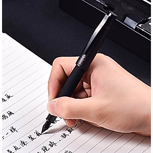 Hongdian 6013 Matte Black Fountain Pen Titanium Black Extra Fine Nib with Metal Gift Box Set