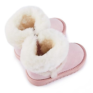 BMCiTYBM Baby Snow Boots Winter Shoes Toddler Boys Girls 6-24 Months Faux Fur Lined Walking Shoes Pink Size 18-24 Months Toddler