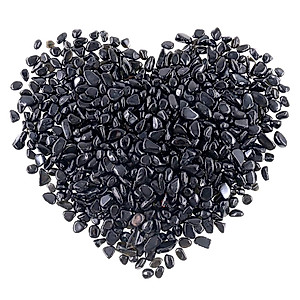 Swpeet 1 Pound Black Agate Small Tumbled Chips Stone Ruby in Fuchsite Tumbled Chips Stone Crushed Pieces Irregular Shaped Stones 0.3-0.5 inch (About 455 Gram) (Black Agate)