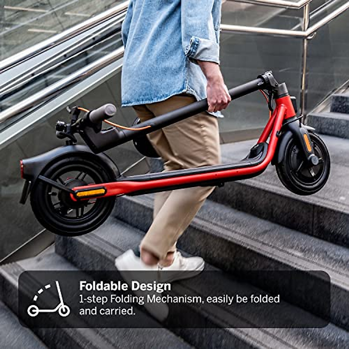 Segway Ninebot D28U Electric Kick Scooter -300W Motor, 17.4 Miles Range & 15.5 MPH, 10" Pneumatic Tire, Drum Brake, UL-2272 Certified