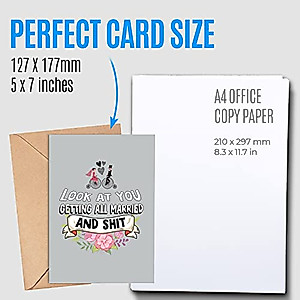 Funny wedding card for groom and bride with envelope | Original joke adult engagement card for him and her | Hilarious congratulatory present for wedding shower or engagement party