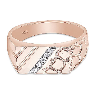 14k Rose Gold Over 925 Sterling Silver Cubic Zirconia Nugget Ring, Ring Size 7