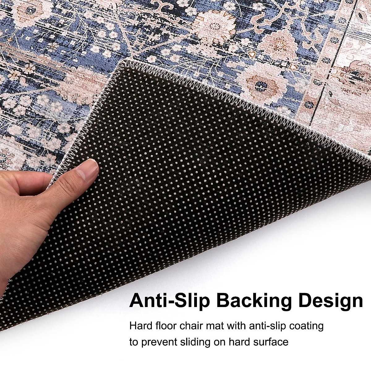 Anidaroel Office Chair Mat for Hardwood and Tile Floor, 47”X59” Computer Chair Mat for Rolling Chair, Desk Chair Mats, Low-Pile Carpet, Anti-Slip Floor Protector Rug