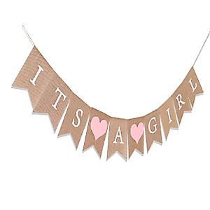 Burlap Banner for Baby Girl Shower - Baby Girl Shower Decorations,Its A Girl Burlap Banner,Best Girls Birthday Party Supplies (Its A Girl Burlap Banner)
