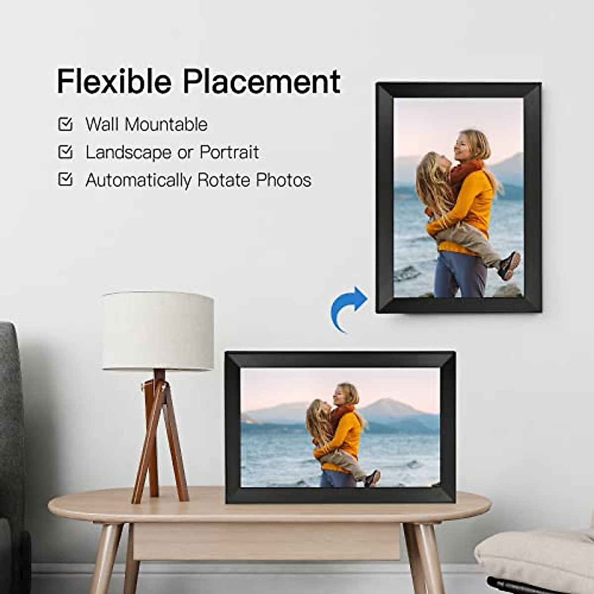 Digital Picture Frame Funcare 15.6 Inch Large WiFi Digital Photo Frame with Full HD Touchscreen, 32GB Storage, Easy to Share Photos and Videos via APP, Wall Mountable