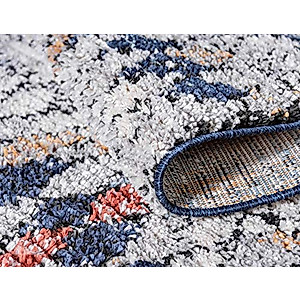 Rugs.com Morocco Collection Rug – 8' x 10' Navy Blue High-Pile Rug Perfect for Living Rooms, Large Dining Rooms, Open Floorplans