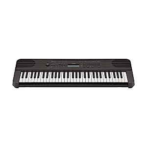 Yamaha PSRE360 61-Key Touch Sensitive Portable Keyboard with Power Supply, Dark Walnut