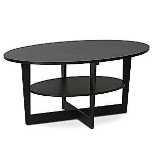 Furinno Oval Coffee Table, Walnut