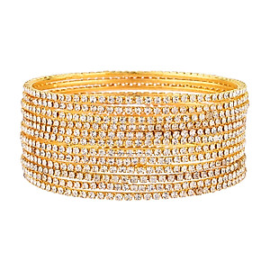 Efulgenz Indian Bangle Rhinestone CZ Crystal Wedding Bridal Bracelet Jewelry for Women