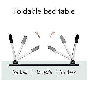 Widousy Laptop Bed Table, Breakfast Tray with Foldable Legs, Portable Lap Standing Desk, Notebook Stand Reading Holder for Couch Sofa Floor Kids - Standard Size（White）