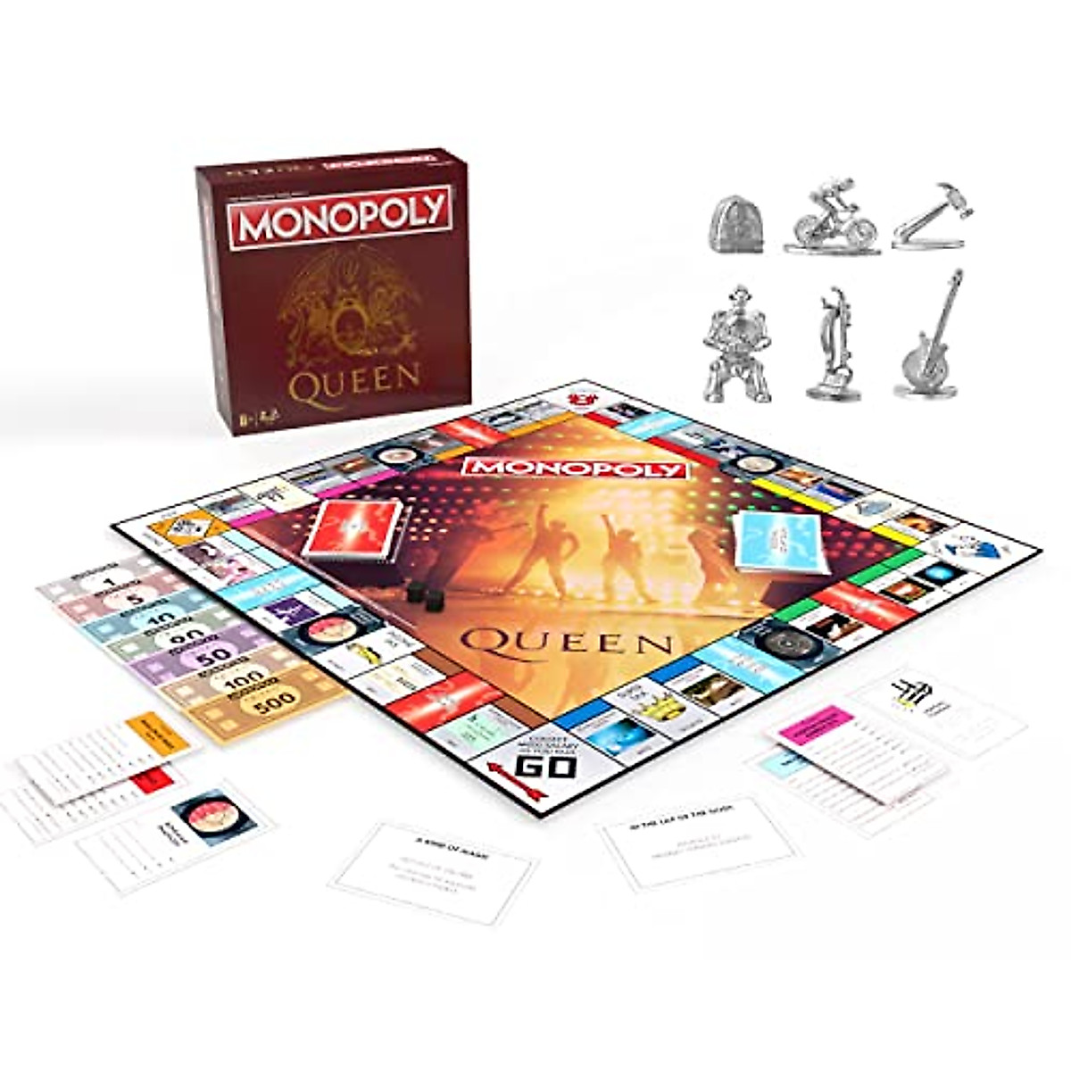 Monopoly Queen | Collectible Monopoly Game Featuring British Rock and Roll Band | Custom Game Board Featuring Familiar Artwork, Arenas, and More