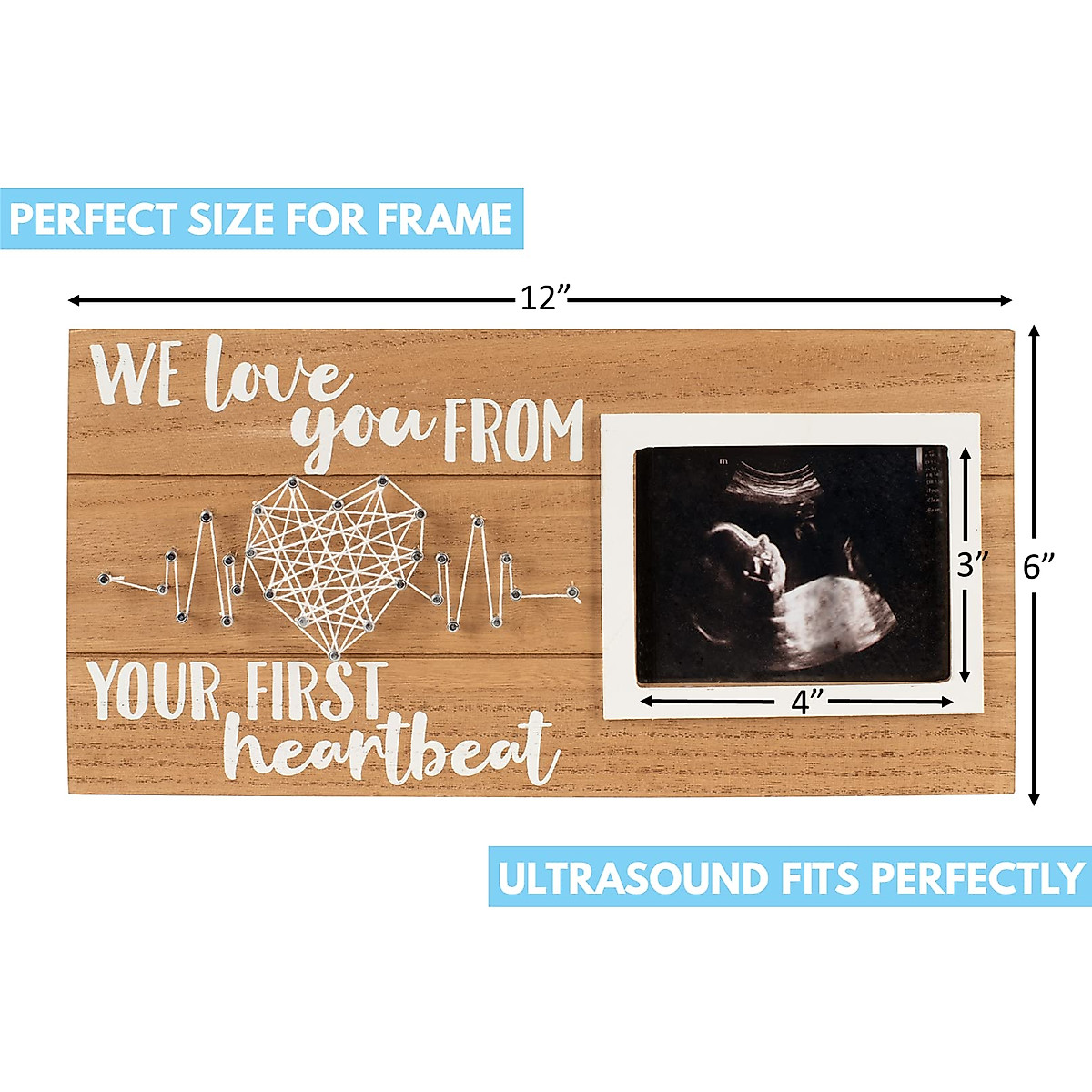 boom moments Sonogram Picture Frame | Keepsake Baby Ultrasound Frame | Gift for Expecting Parents | Nursery Décor | Baby Gift | We Love You From Your First Heartbeat
