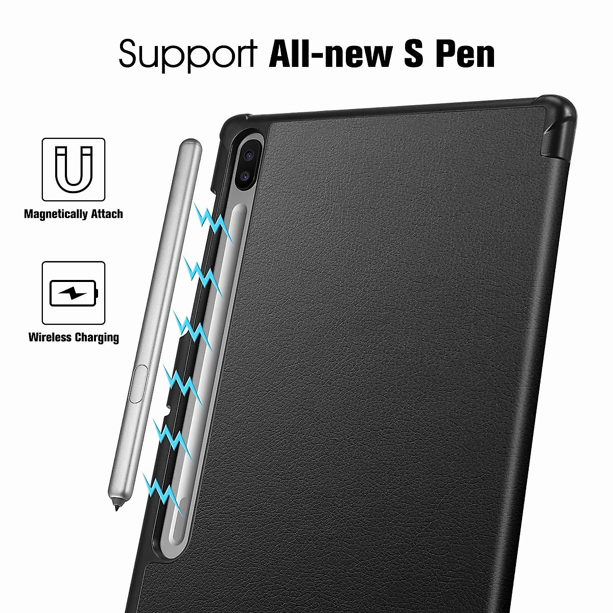 Fintie Slim Case for Samsung Galaxy Tab S6 10.5" 2019 (Model SM-T860/T865/T867), [Supports S Pen Wireless Charging] Tri-Fold Stand Cover Auto Sleep/Wake, Black