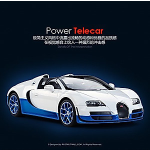 Radio Remote Control 1/14 Bugatti Veyron 16.4 Grand Sport Vitesse Licensed RC Model Car (White/Blue)