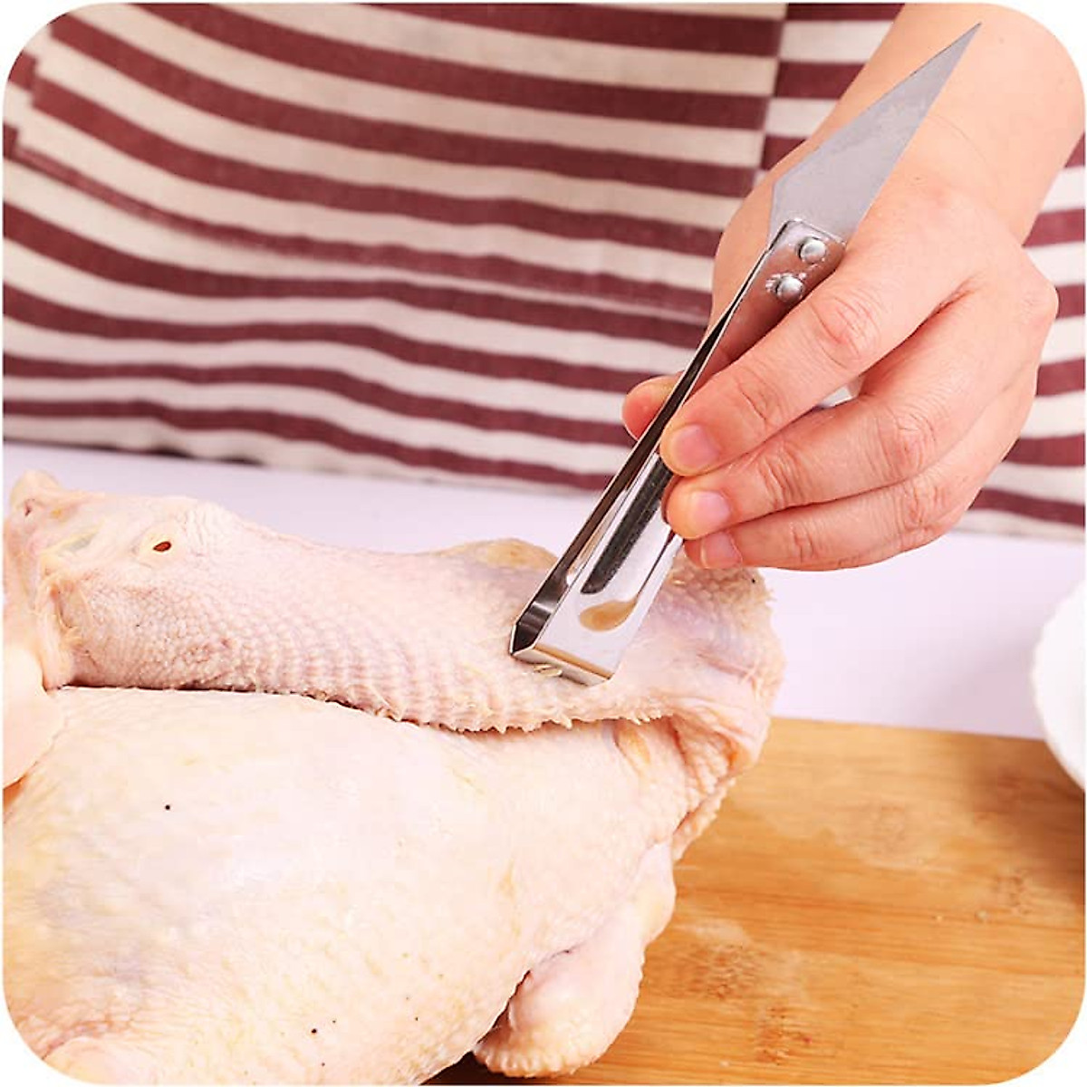 TorSor 5 Pack 2in1 Fish Bone Tweezers Chicken Meat Feather Remover Puller Seafood Tool Poultry Scissors Knife Intestine Cutter Kitchen Slant Pliers Debone Salmon Catfish Bass Hair Plucker Clip