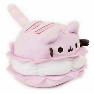 GUND Macaron Cookie Pusheen Sweet Dessert Squishy Plush Stuffed Animal Cat and Satisfyingly Stretchy Fabric, for Ages 8 and Up, Pink and White, 4”