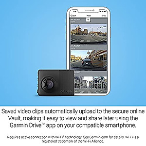 Garmin Dash Cam 57, 1440p and 140-degree FOV, Monitor Your Vehicle While Away w/ New Connected Features, Voice Control, Compact and Discreet, Includes Memory Card