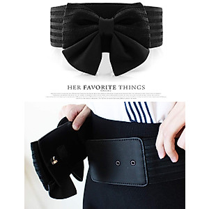 YALEMEI Women Cute Bow Wide Elastic Waist Belt - Adorable Dress Accessory (XXL)