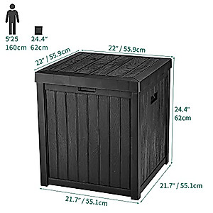 YITAHOME 51 Gallon Medium Deck Box,Outdoor Storage Container for Patio Cushions,Pool Supplies,Garden Tools,Weather,Resistant,Resin (Black)