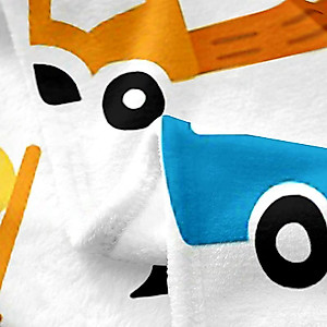 Feelyou Construction Car Flannel Fleece Blanket Excavator Plush Throw Blanket, for Children Construction Vehicles All Season,Bed Blanket Equipment Trucks Room Decor 40"x50"