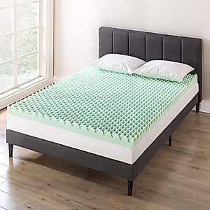 Best Price Mattress 4 Inch Egg Crate Memory Foam Mattress Topper with Calming Aloe Infusion, CertiPUR-US Certified, Short Queen