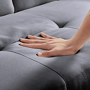 AnwickNomo Convertible Folding Futon Sofa Bed with Metal Legs & 2 Cupholders, Modern Faux Leather Upholstered Couch Loveseat Sleeper, Couches Bed, Removable Armrests for Small Spaces (Gray)